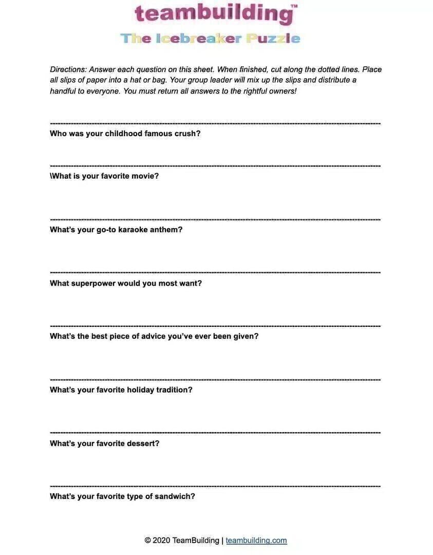 Team Building Worksheets: Free Templates