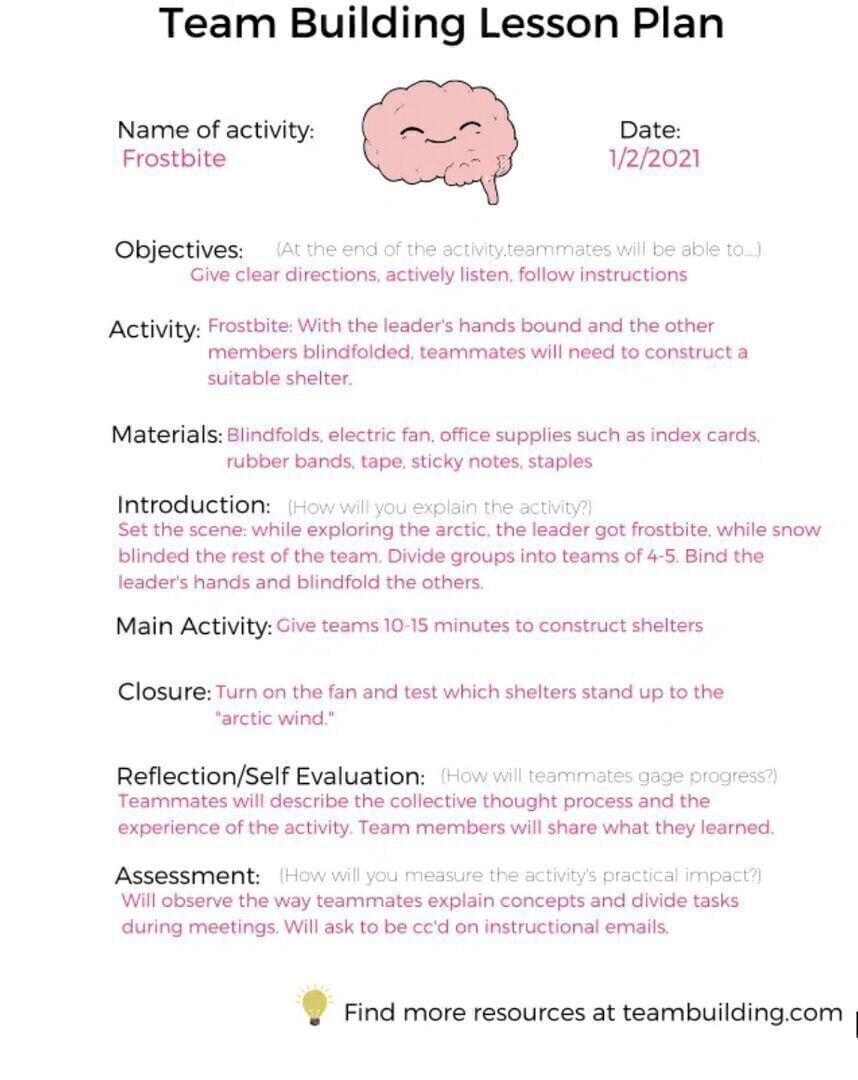 Team Building Lesson Plans: Examples