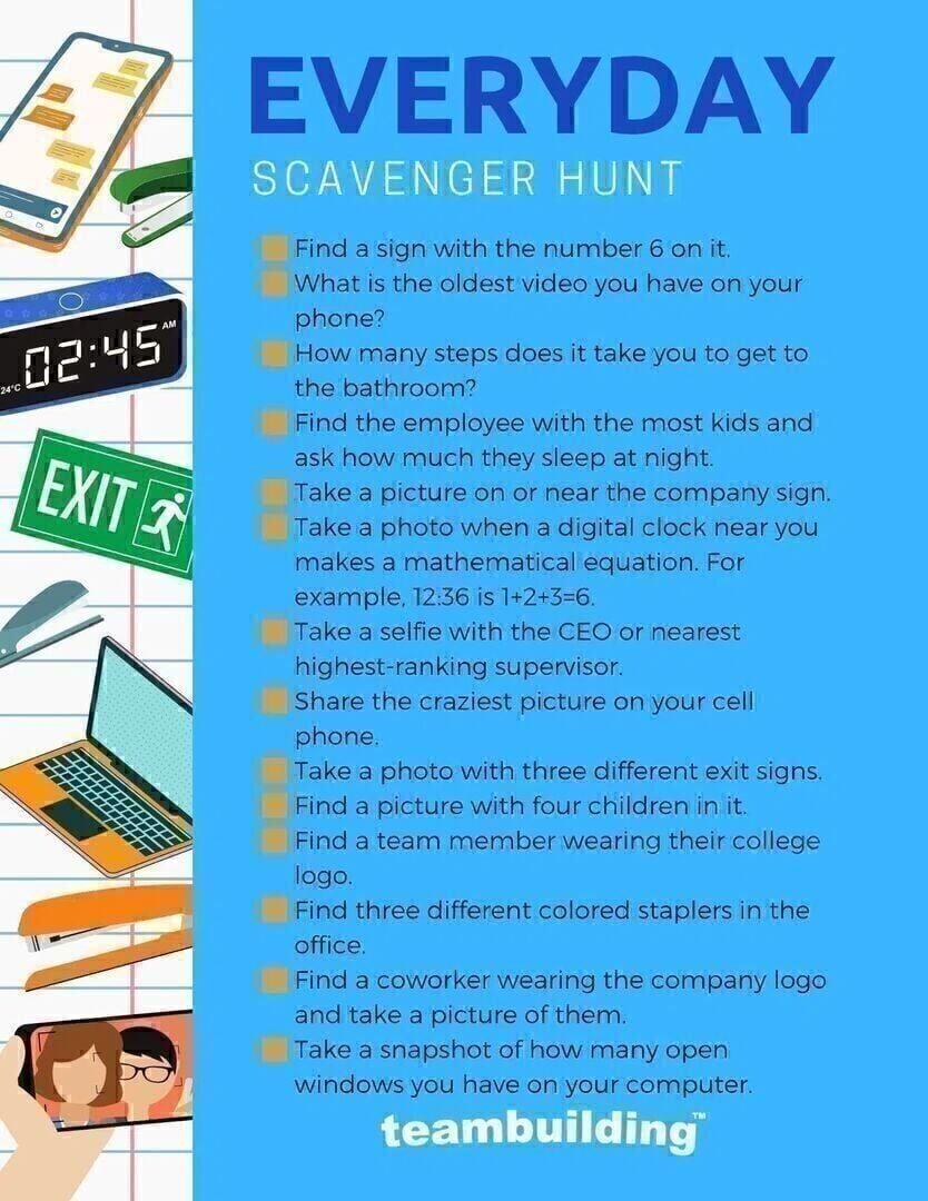 11 Fun Office Scavenger Hunt Ideas & Templates